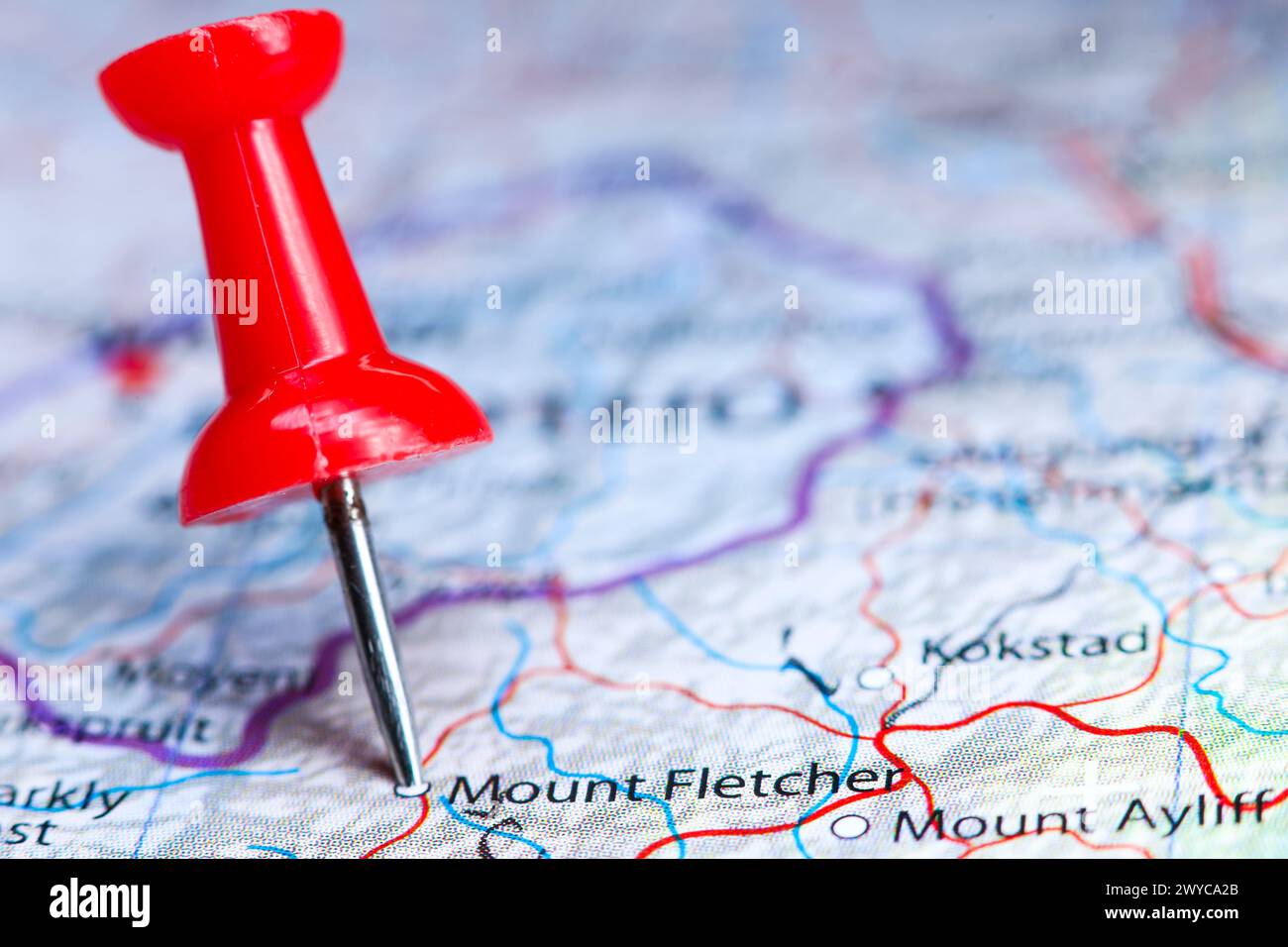 Mount Fletcher, South Africa pin on map Stock Photo - Alamy