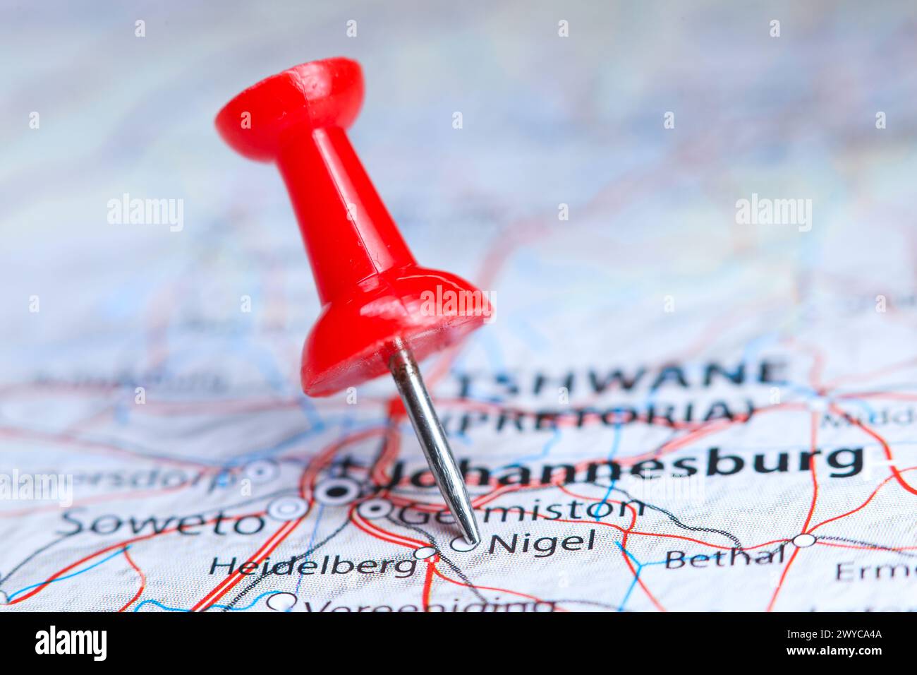 Nigel, South Africa pin on map Stock Photo - Alamy