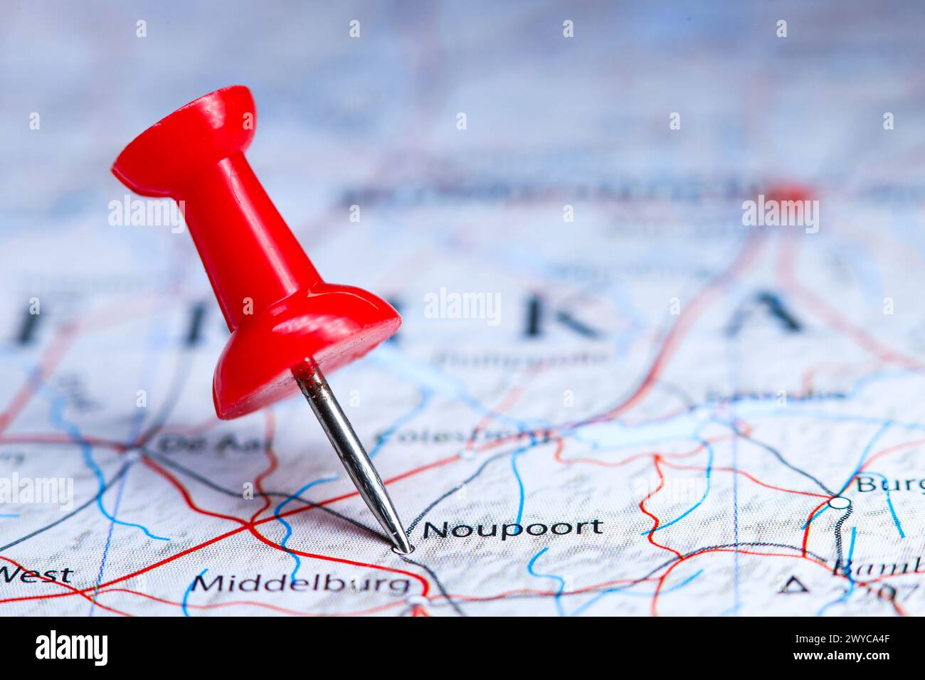 Noupoort, South Africa pin on map Stock Photo - Alamy