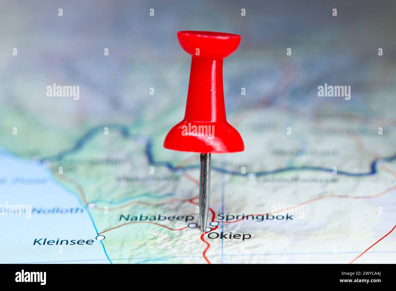 Okiep, South Africa pin on map Stock Photo - Alamy