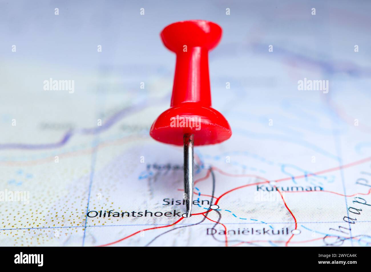 Olifantshoek, South Africa pin on map Stock Photo - Alamy