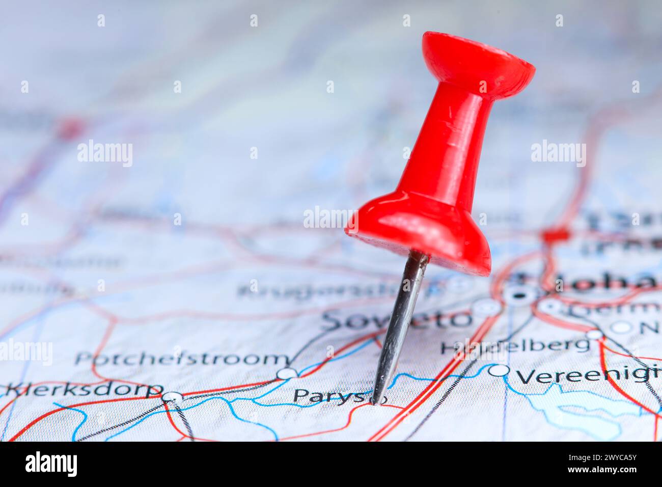Parys, South Africa pin on map Stock Photo - Alamy