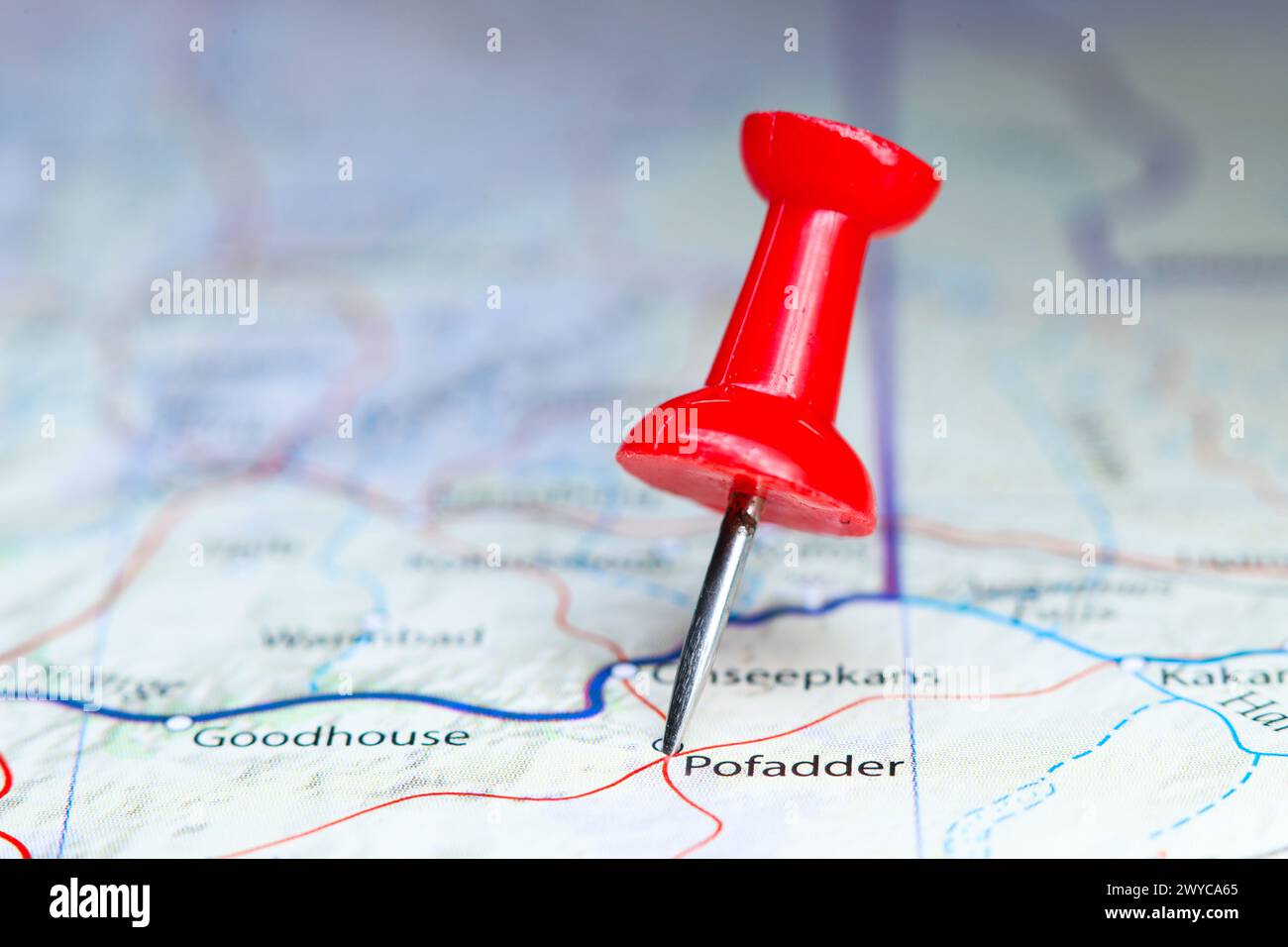 Pofadder, South Africa pin on map Stock Photo - Alamy