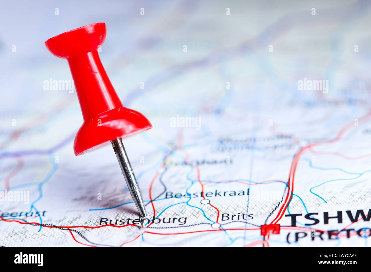 Rustenburg, South Africa pin on map Stock Photo - Alamy