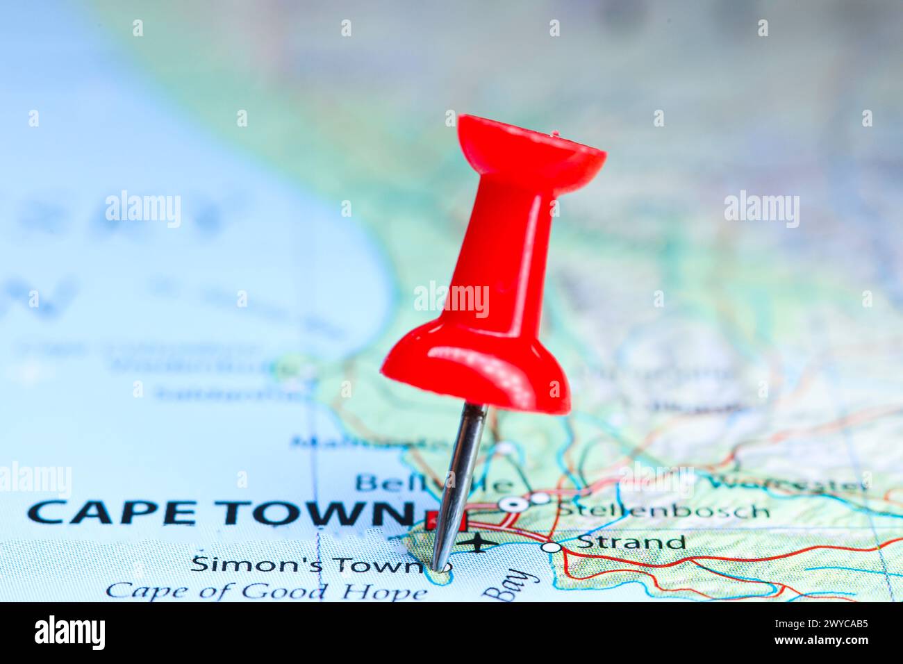 Simons Town, South Africa pin on map Stock Photo - Alamy