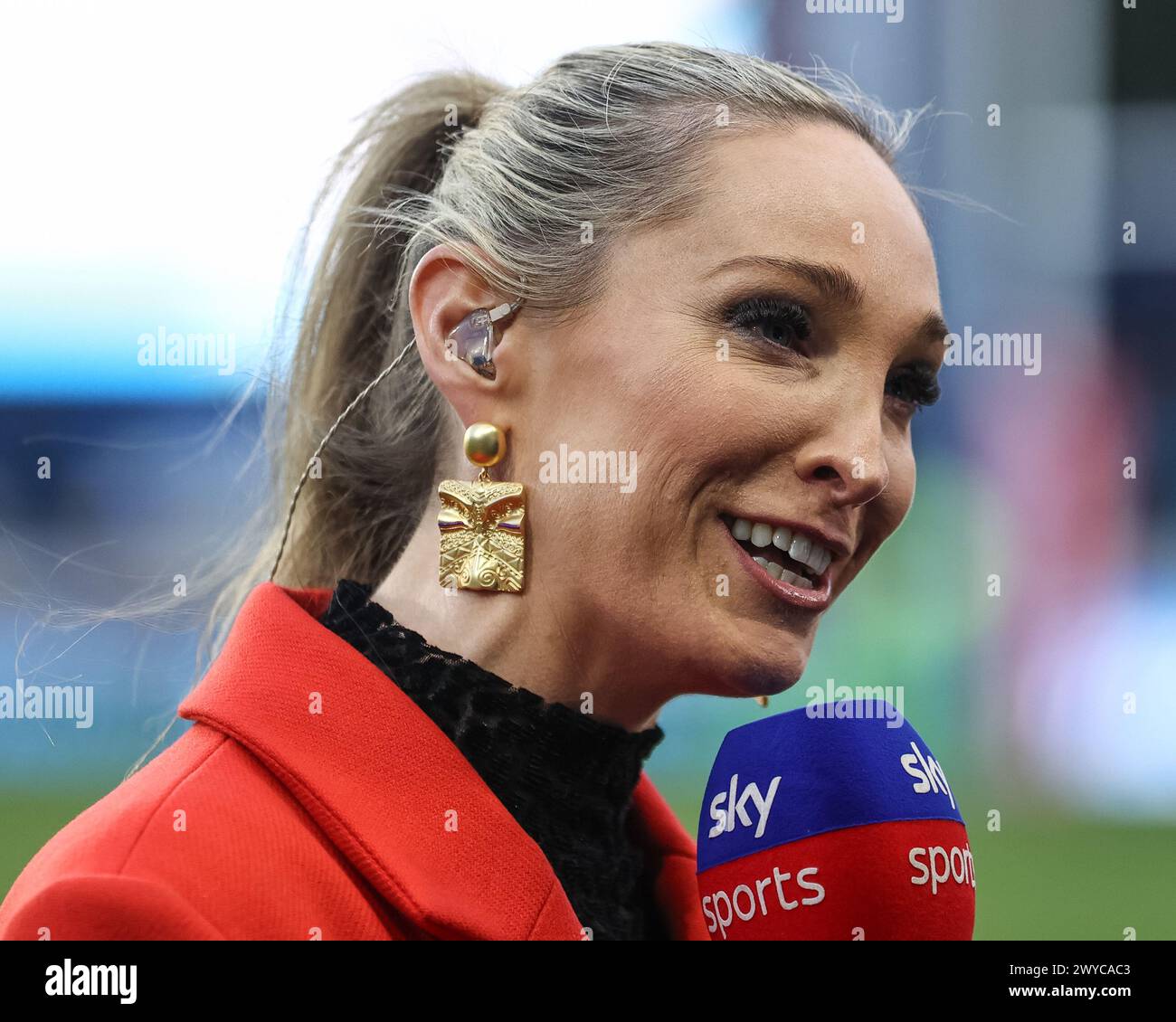 Jenna Brooks of Sky Sports rugby league during the Betfred Super League ...