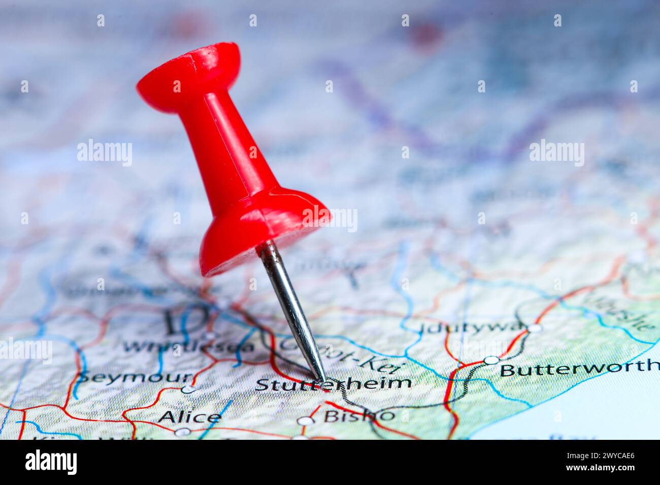 Stutterheim, South Africa pin on map Stock Photo - Alamy