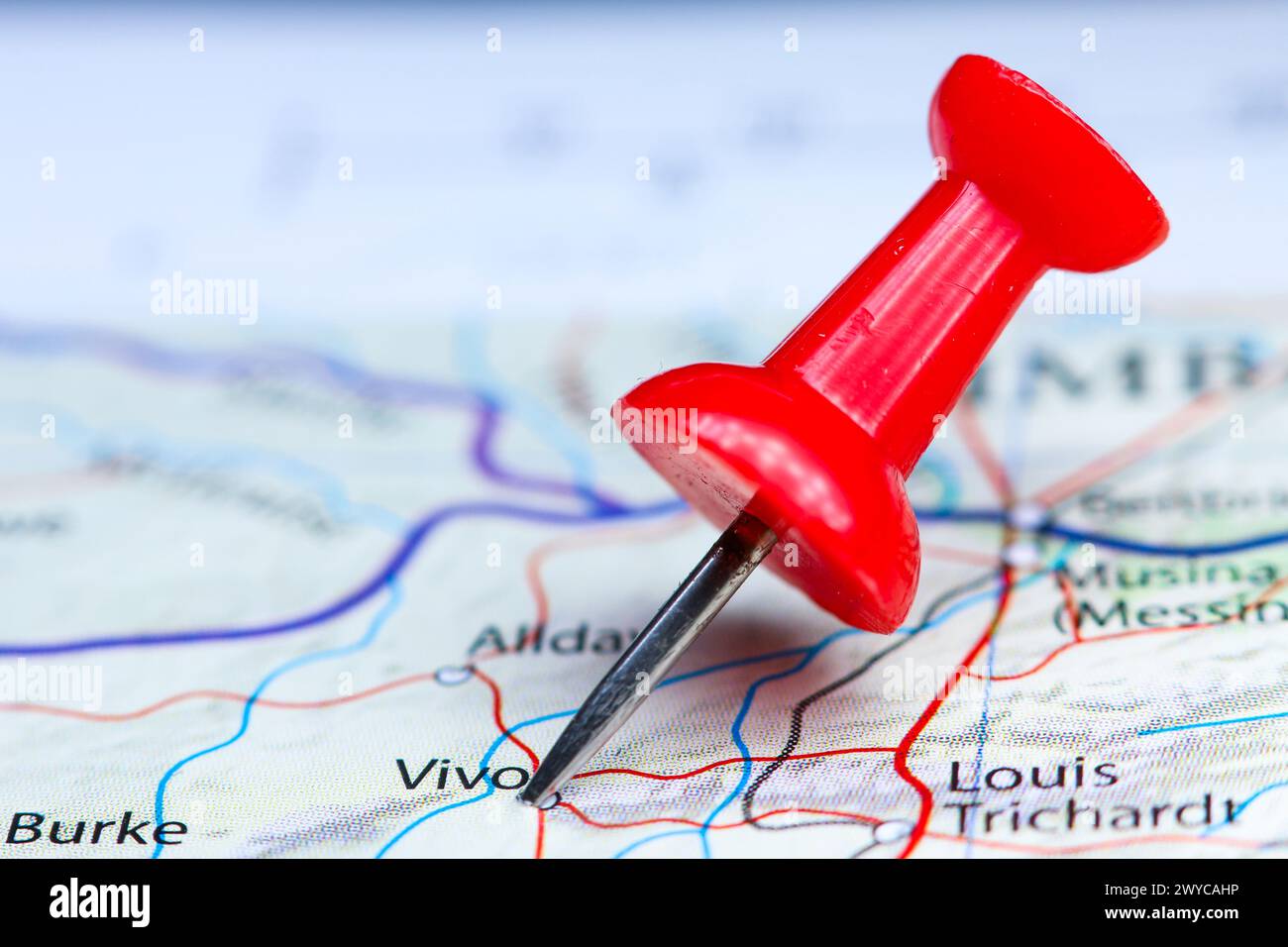 Vivo, South Africa pin on map Stock Photo - Alamy