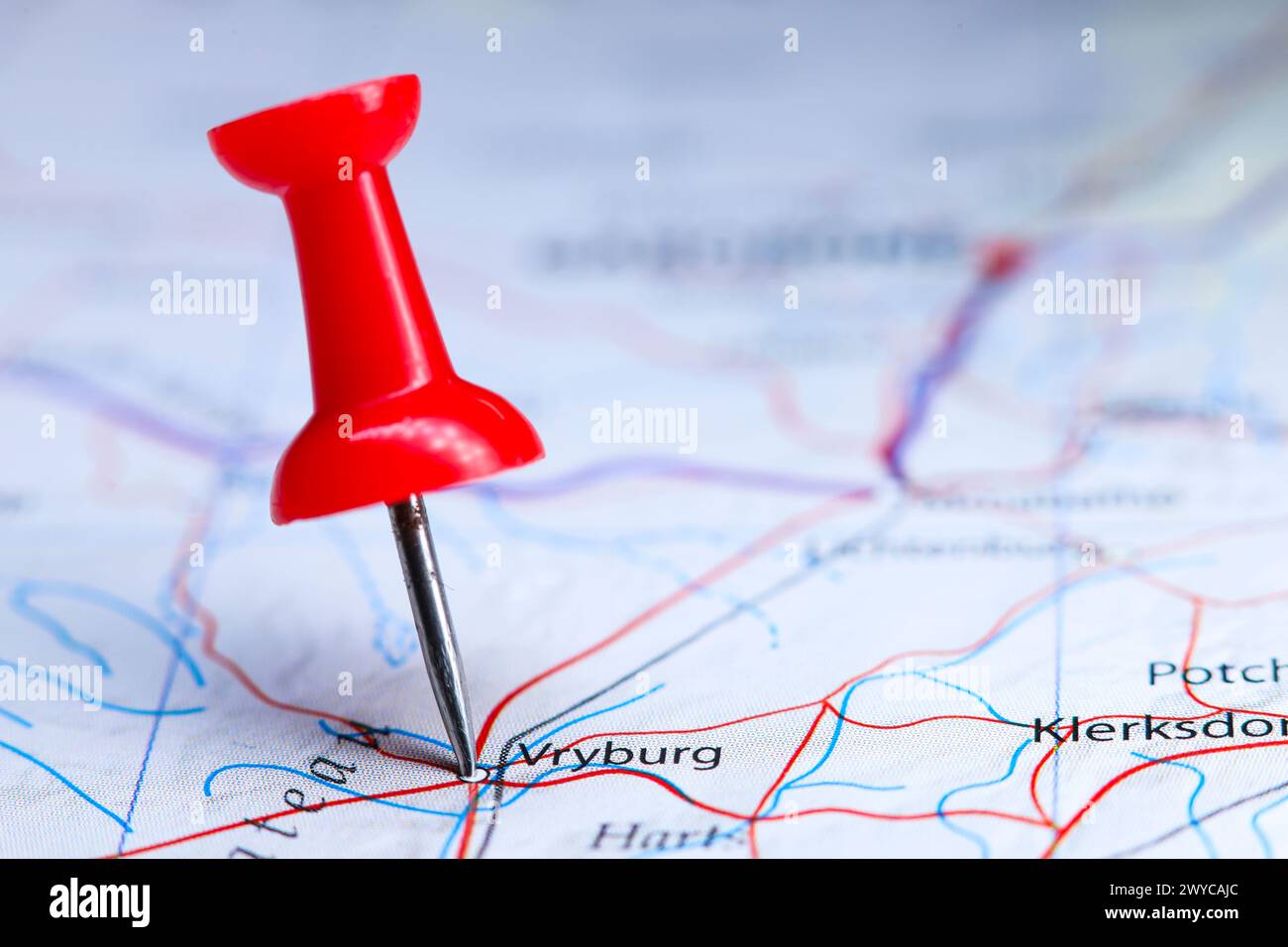 Vryburg, South Africa pin on map Stock Photo - Alamy