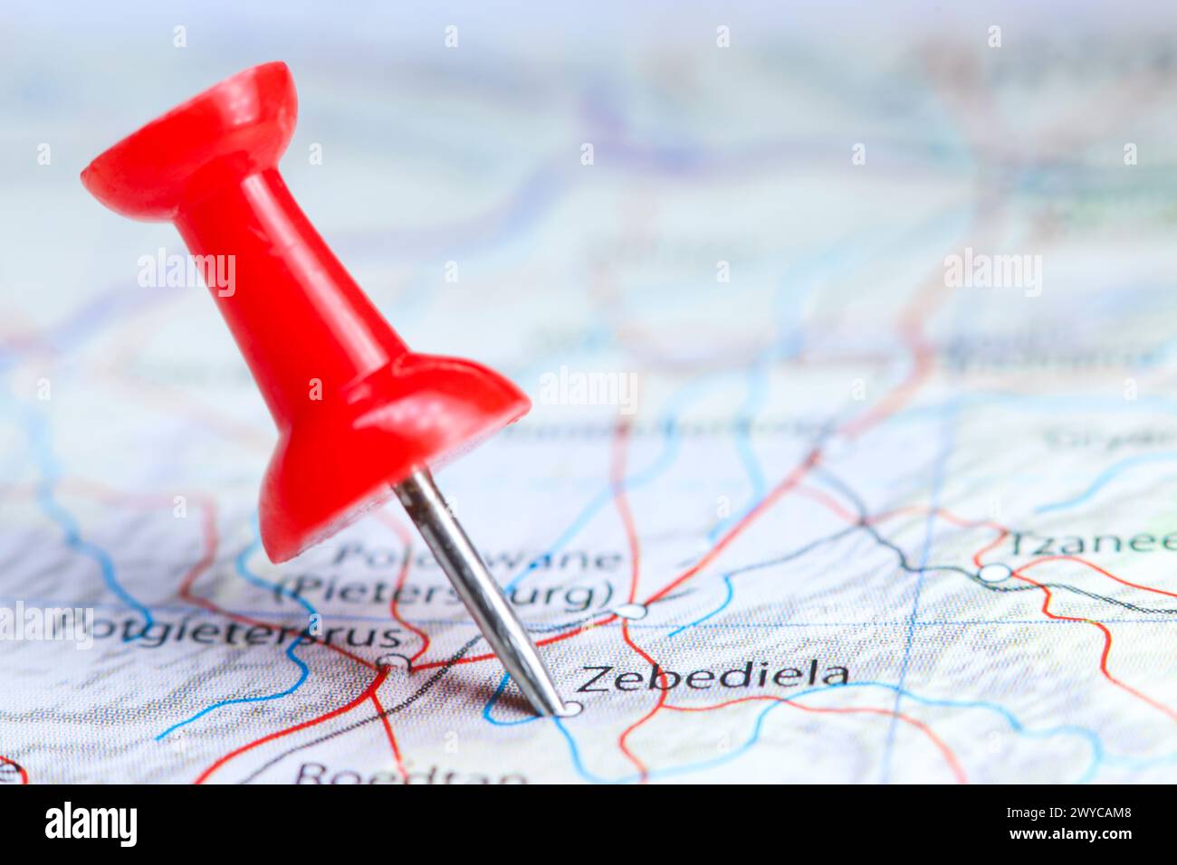 Zebediela, South Africa pin on map Stock Photo - Alamy