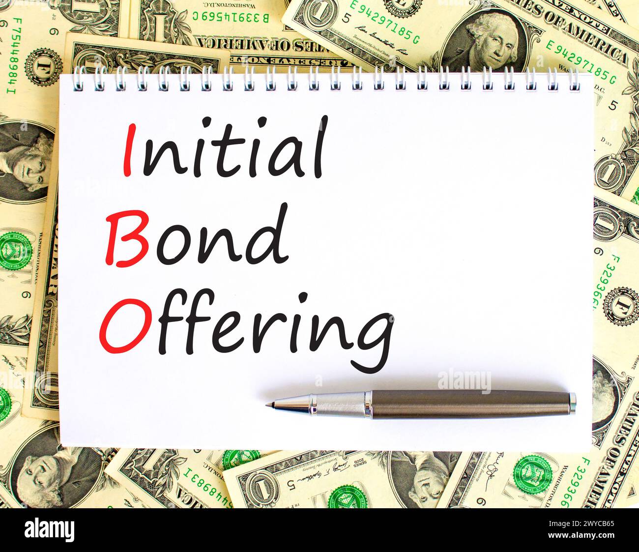 IBO initial bond offering symbol. Concept words IBO initial bond ...