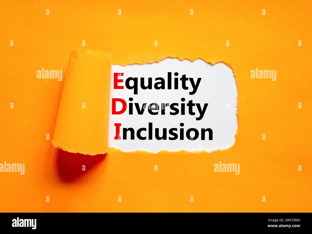 EDI equality diversity inclusion symbol. Concept words EDI equality diversity inclusion on white ...