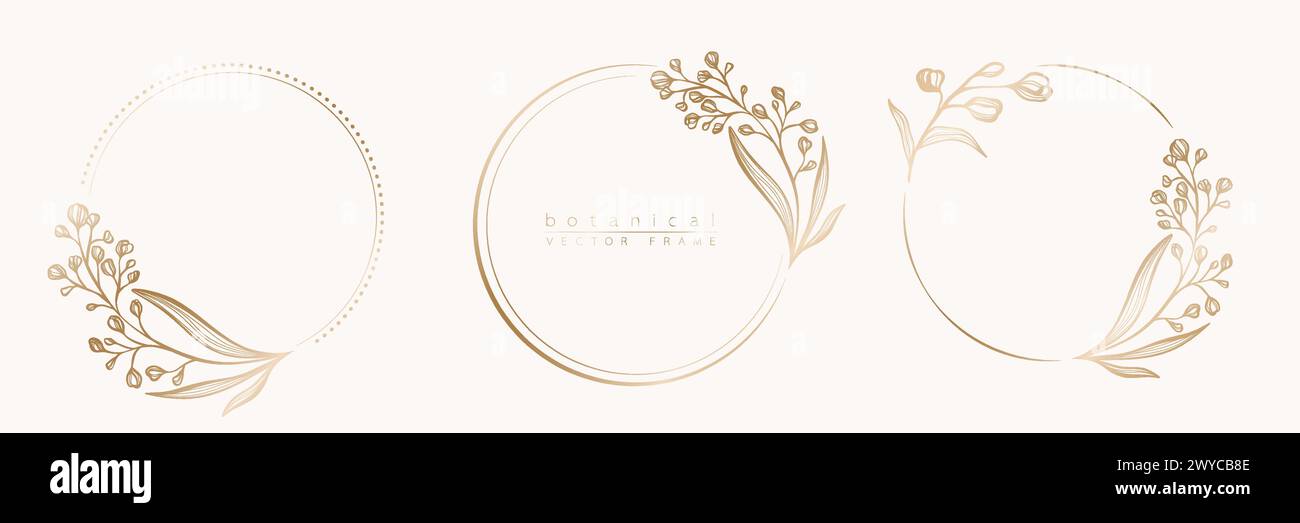 Set of floral frame templates in minimal linear style Stock Vector ...