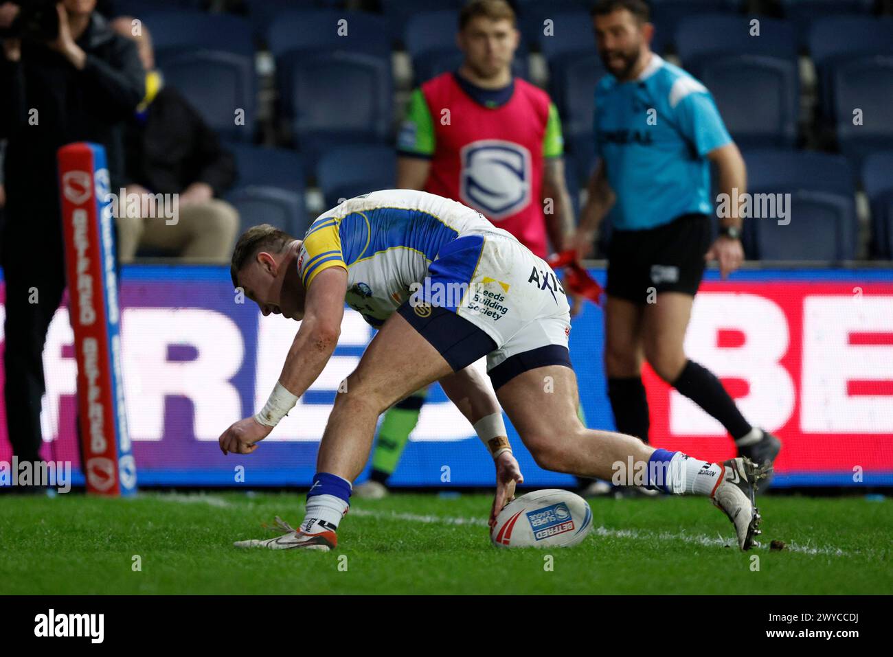 Leeds Rhino's Harry Newman scores his side's first try of the game ...