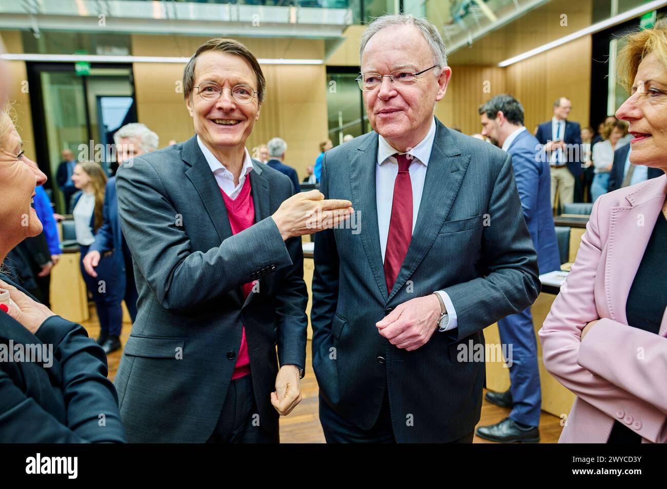 Karl Lauterbach Stephan Weil - Cannabis Gesetz Deutschland, Berlin, 22.03.2024: v.l.n.r ...