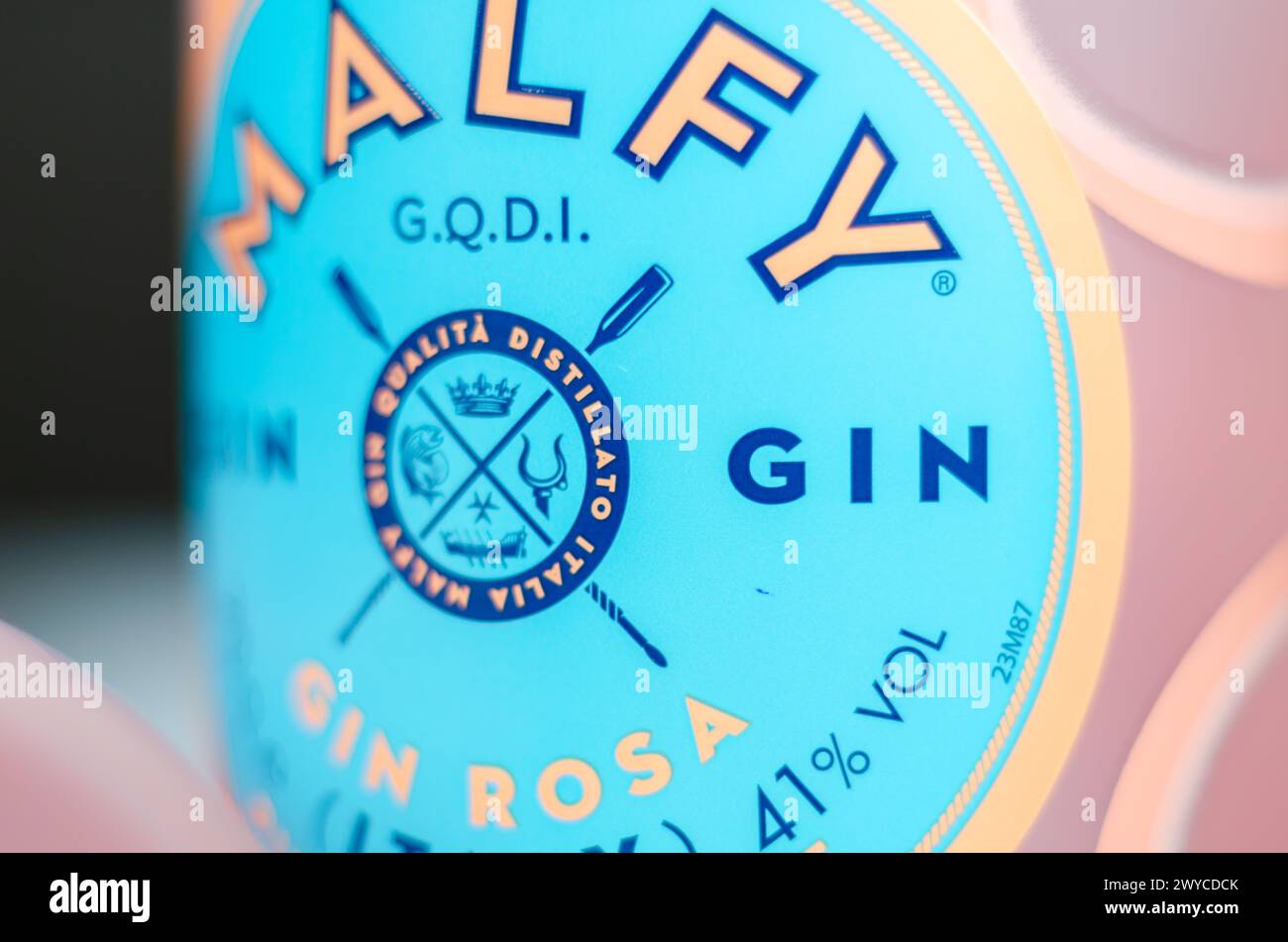 LONDON, UK - 25 MARCH 2024 Malfy Gin Rosa, a flavoured gin inspired by ...