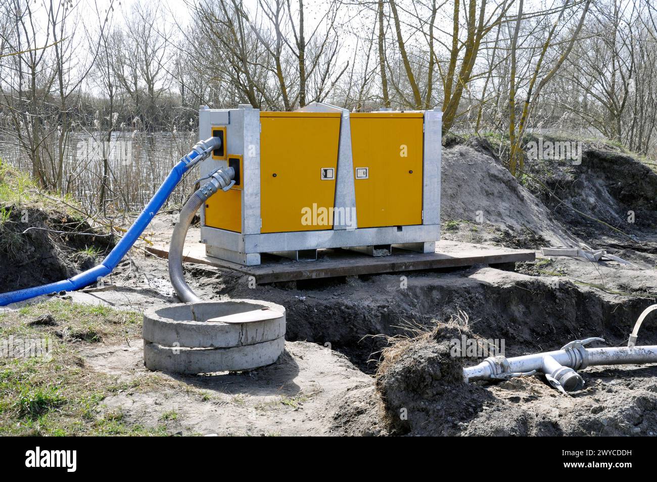 Water reduction system for excavation work at high groundwater levels ...