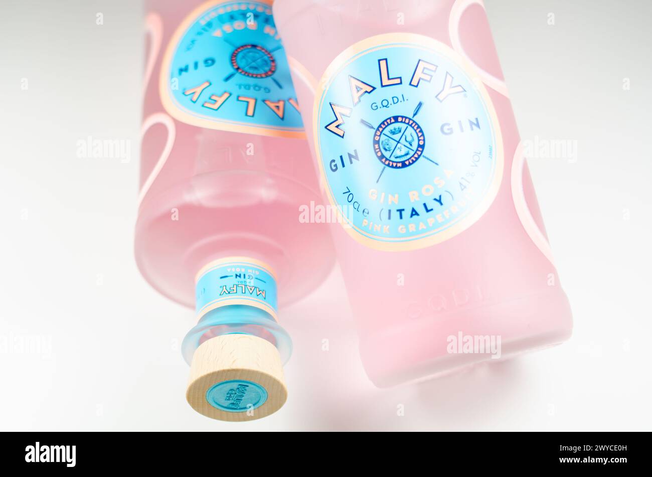 LONDON, UK - 25 MARCH 2024 Malfy Gin Rosa, a flavoured gin inspired by ...