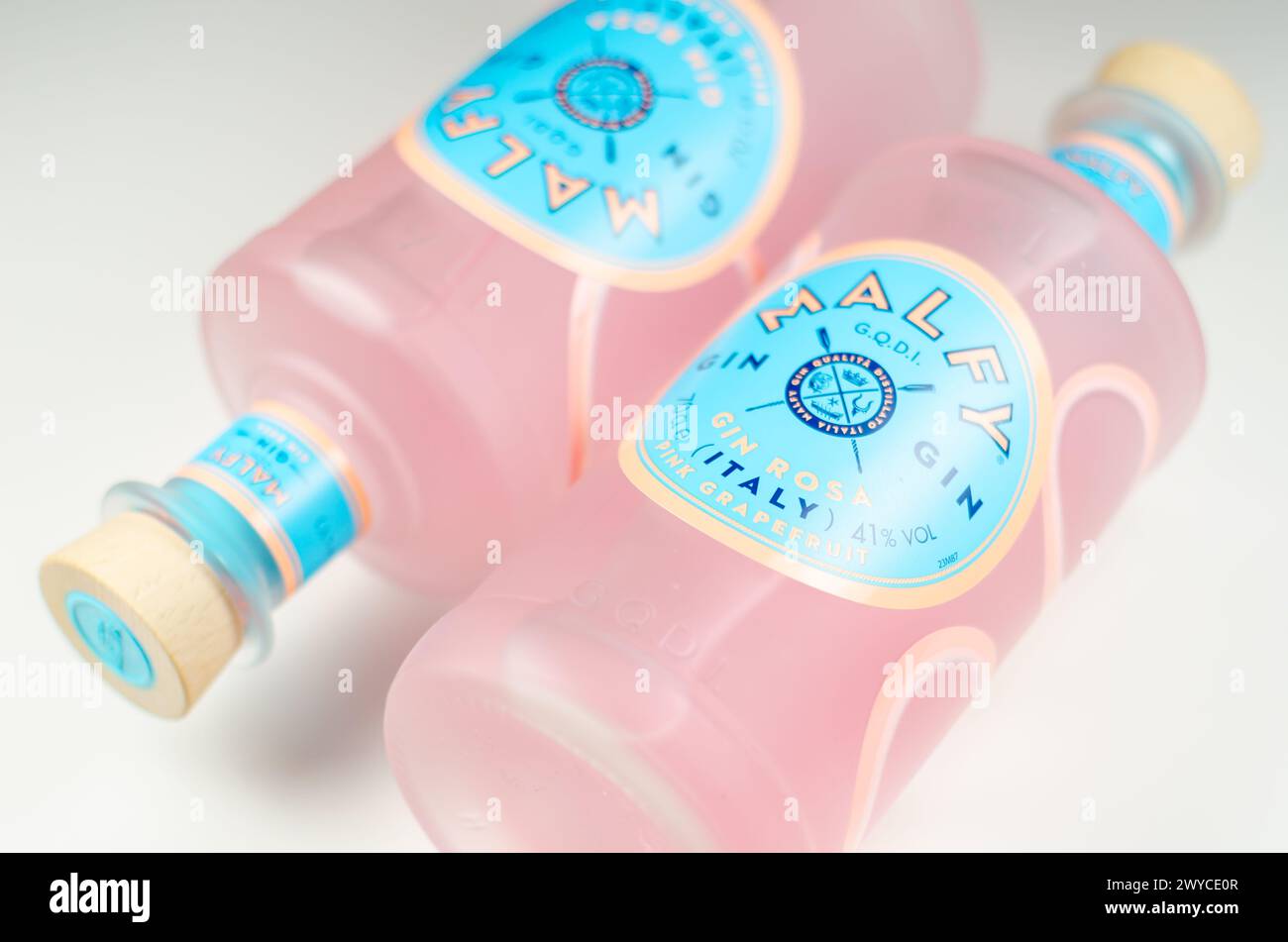 LONDON, UK - 25 MARCH 2024 Malfy Gin Rosa, a flavoured gin inspired by ...
