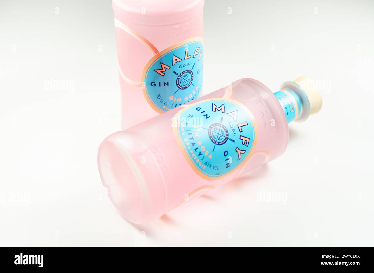 LONDON, UK - 25 MARCH 2024 Malfy Gin Rosa, a flavoured gin inspired by ...