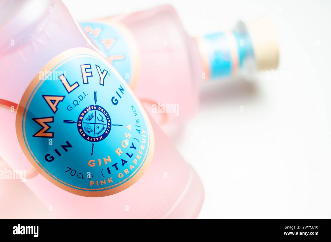 LONDON, UK - 25 MARCH 2024 Malfy Gin Rosa, a flavoured gin inspired by ...
