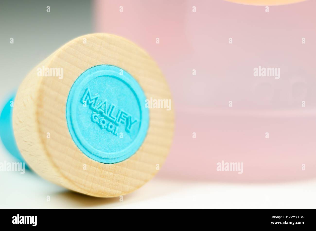 LONDON, UK - 25 MARCH 2024 Malfy Rosa Italian gin with a fresh ...