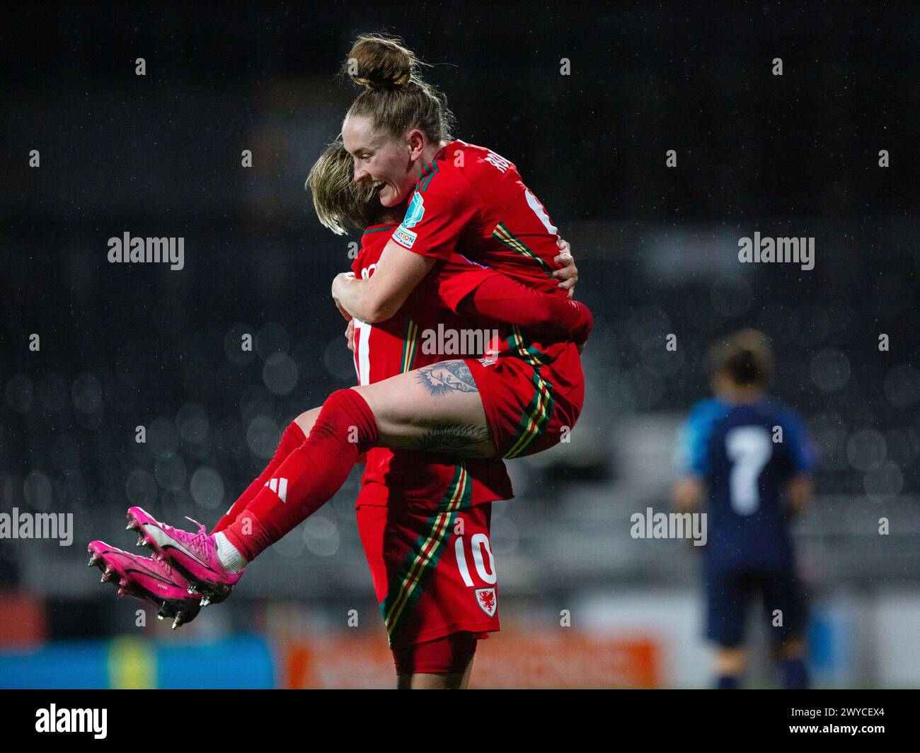 Stok Cae Ras Stadium, UK. 5th Apr, 2024. Rachel Rowe (13) for Wales ...