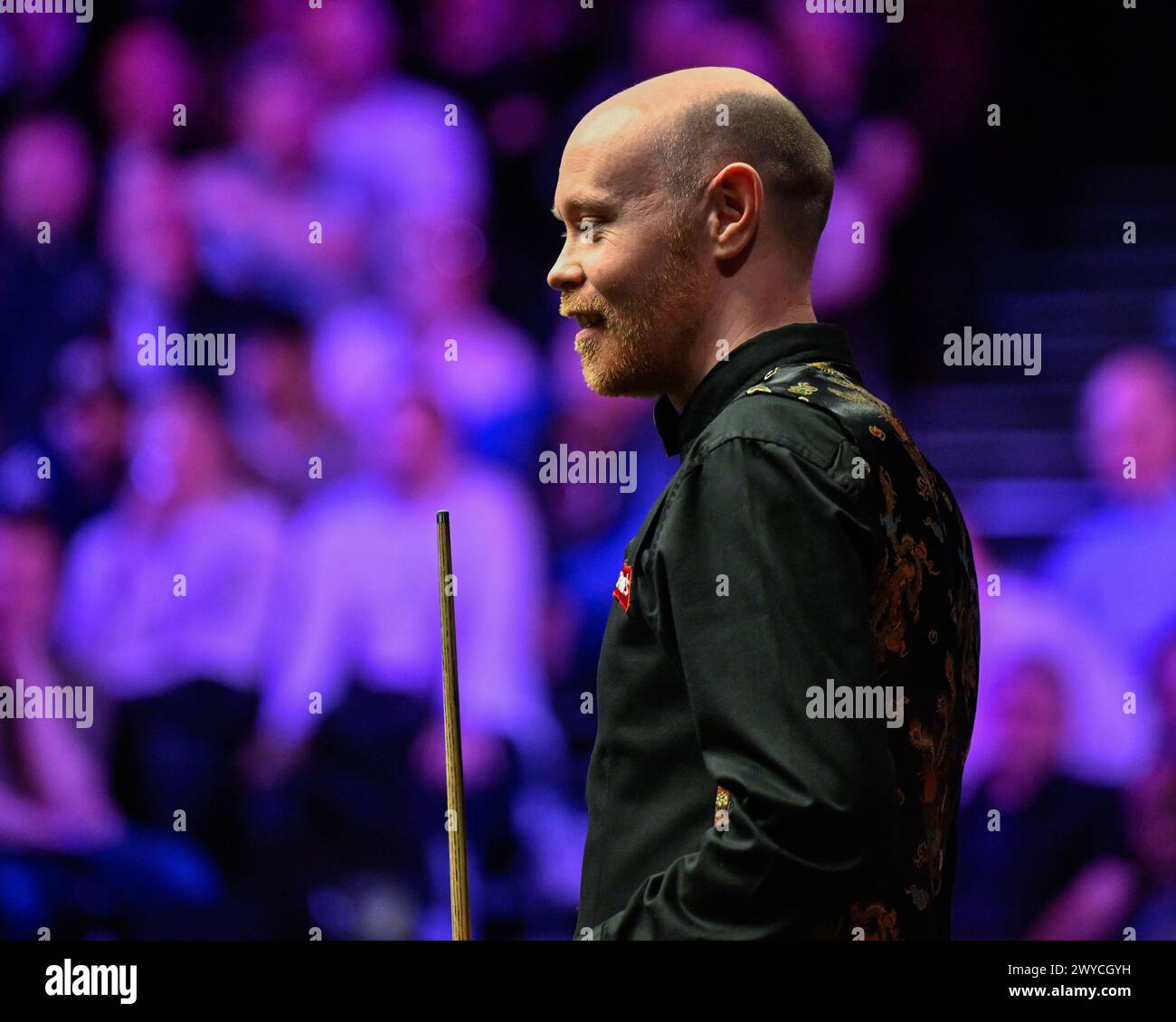 Gary Wilson reacts, during the Johnstone’s Paint Tour Championships at ...