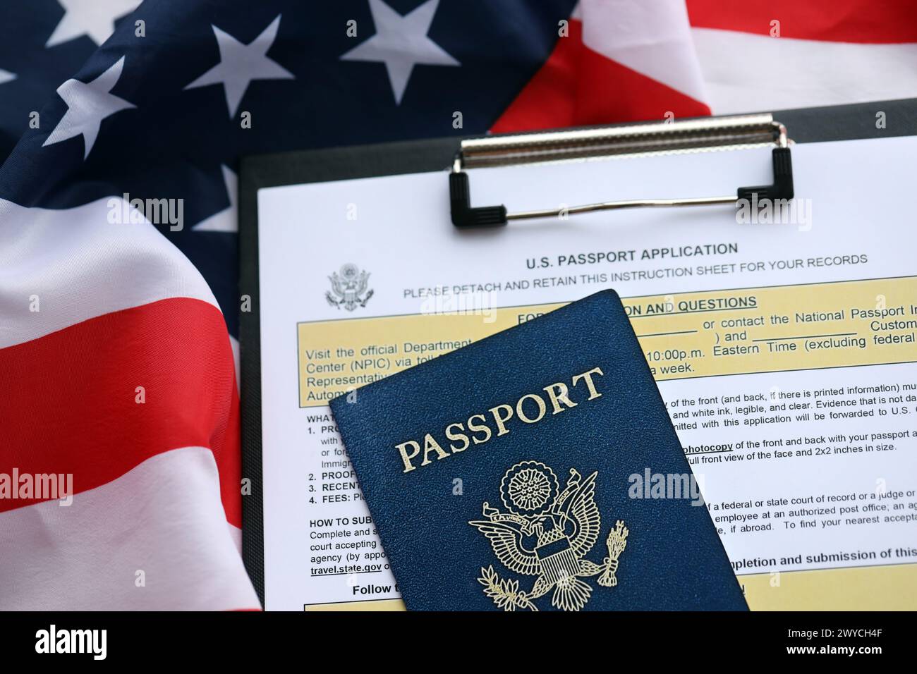Department of State form DS11 Application for a U.S. Passport lies on ...