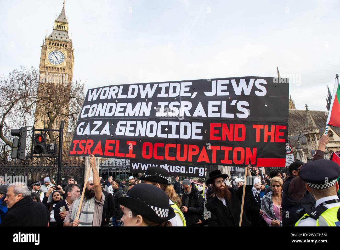 London, England, UK. 5th Apr, 2024. Protesters gather for the annual ...