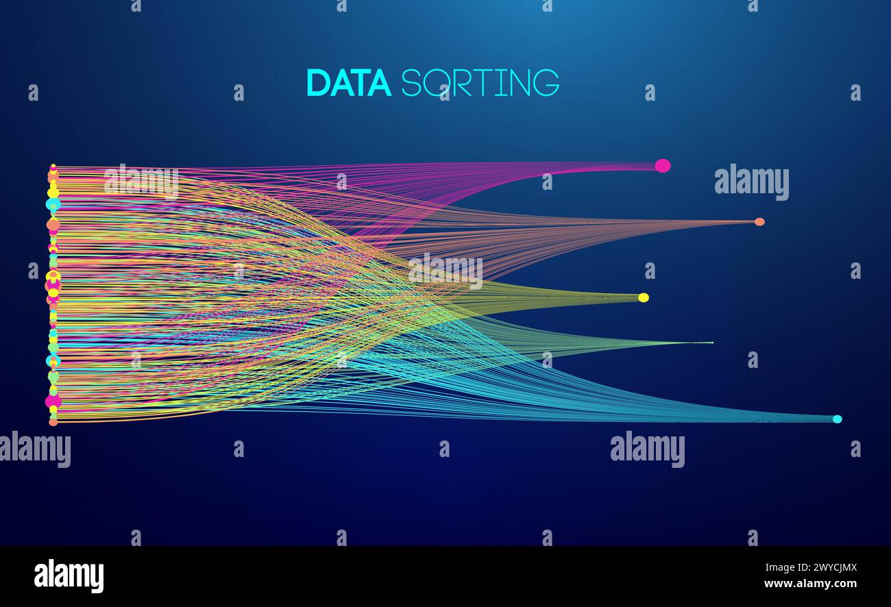 Data Sorting Colorful Lines Background Data Flow Technology