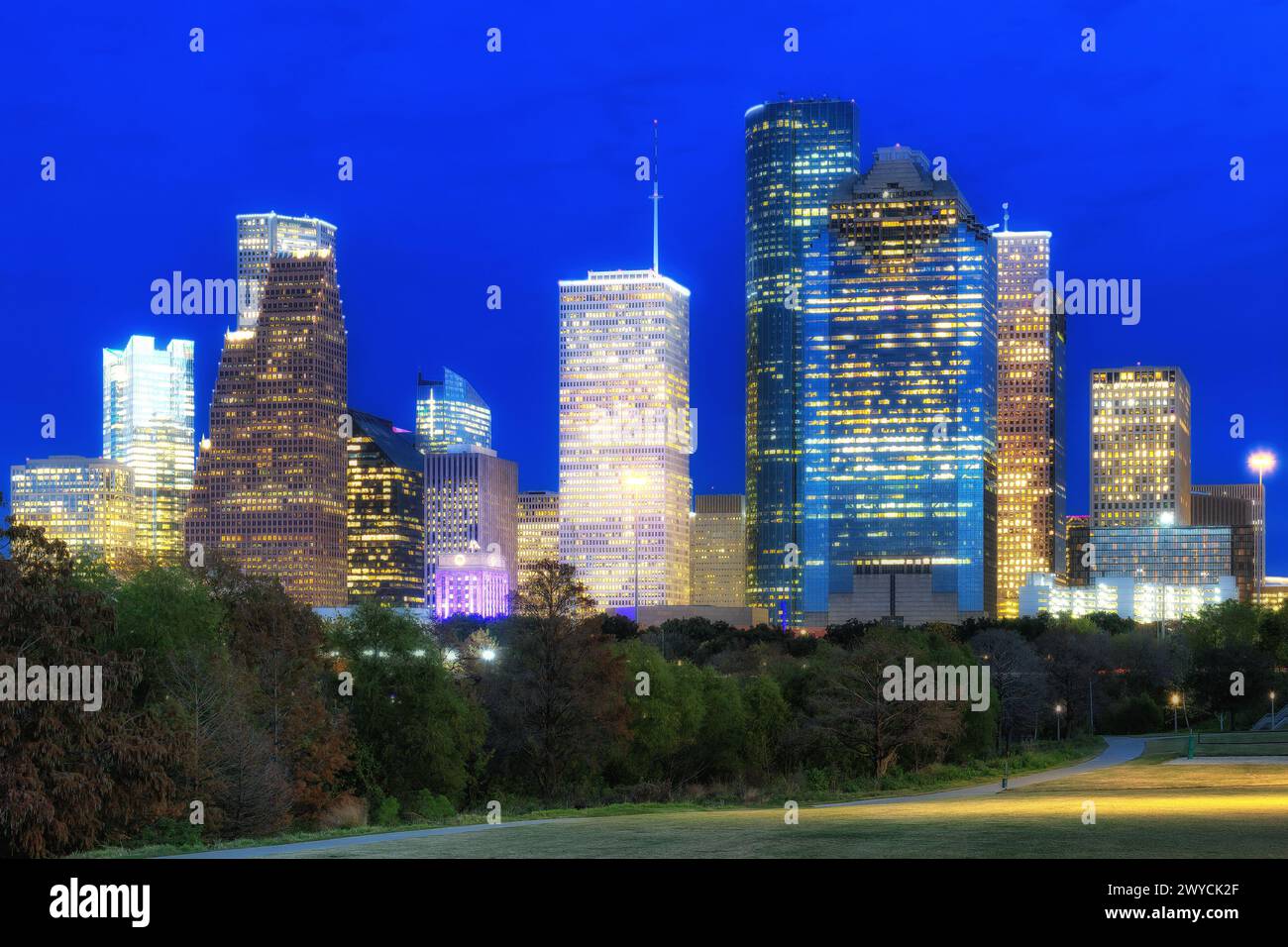 Houston Downtown at night in Houston, Texas, USA Stock Photo - Alamy