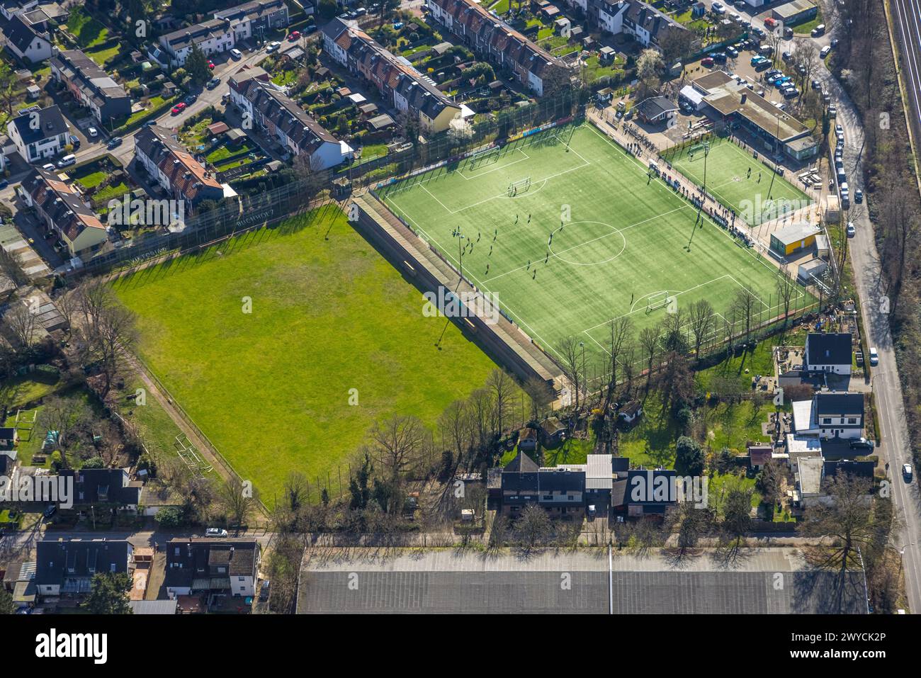 Aerial view, Karl-Dölzig-Platz soccer stadium, Turn und Sportverein ...