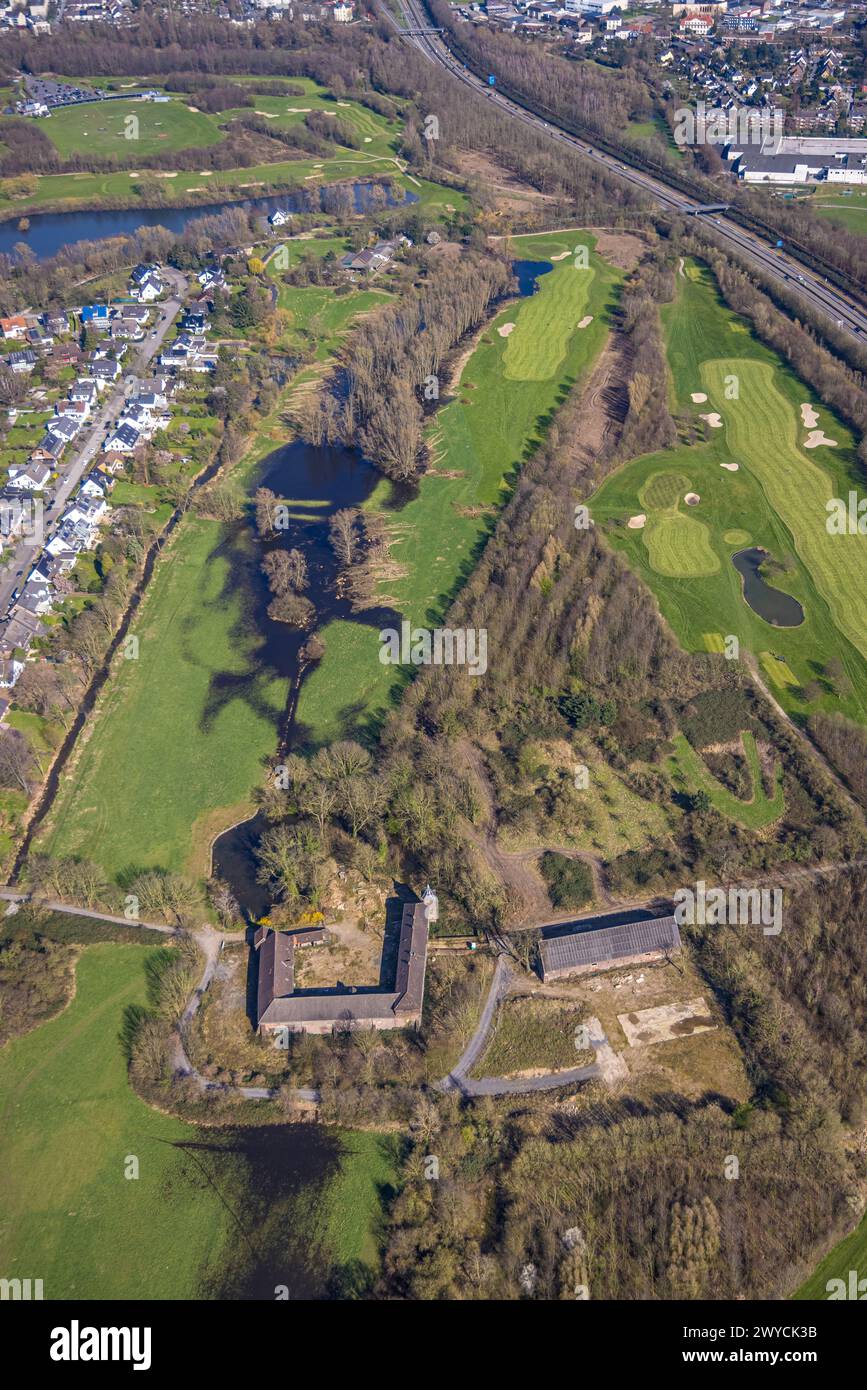 Aerial view, Gut Haus Böckum, moated castle and medieval aristocratic ...