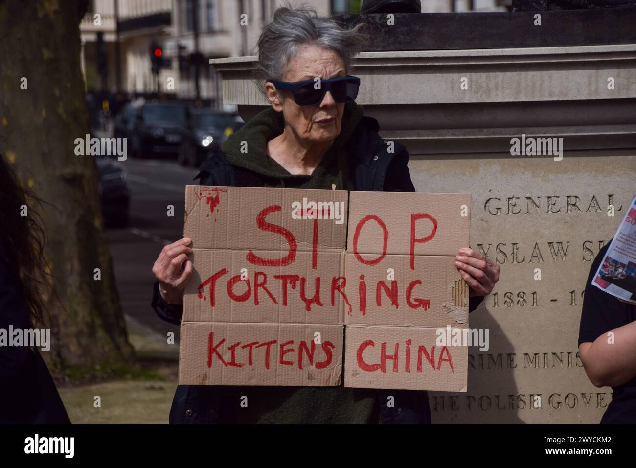 London, UK. 5th April 2024. Animal rights activists gathered outside ...