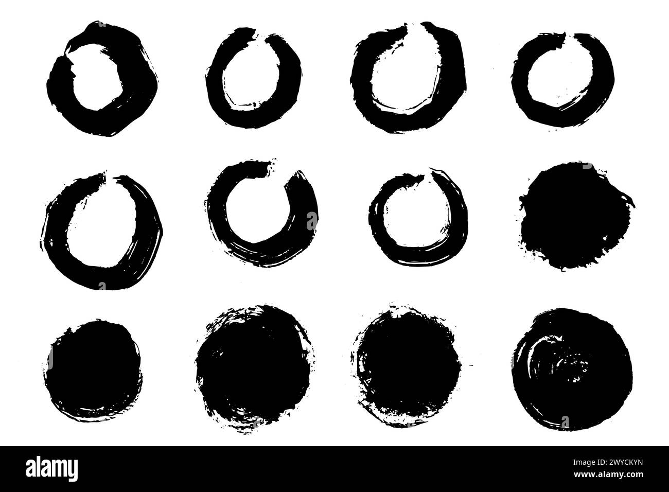 Brush strokes vector. Set of round text boxes and frames Stock Vector ...