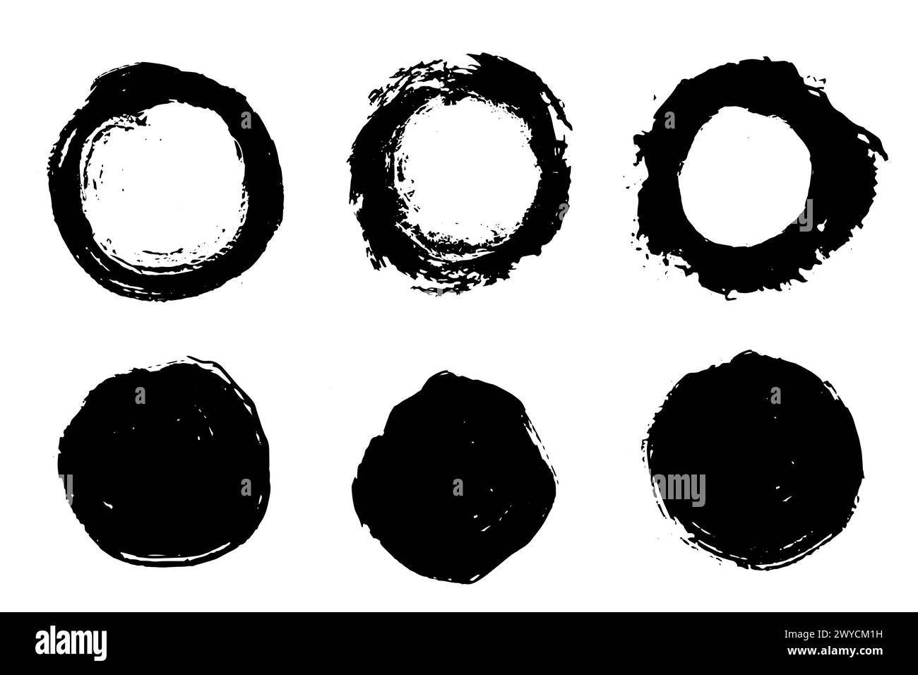 Brush strokes vector. Set of round text boxes and frames Stock Vector ...