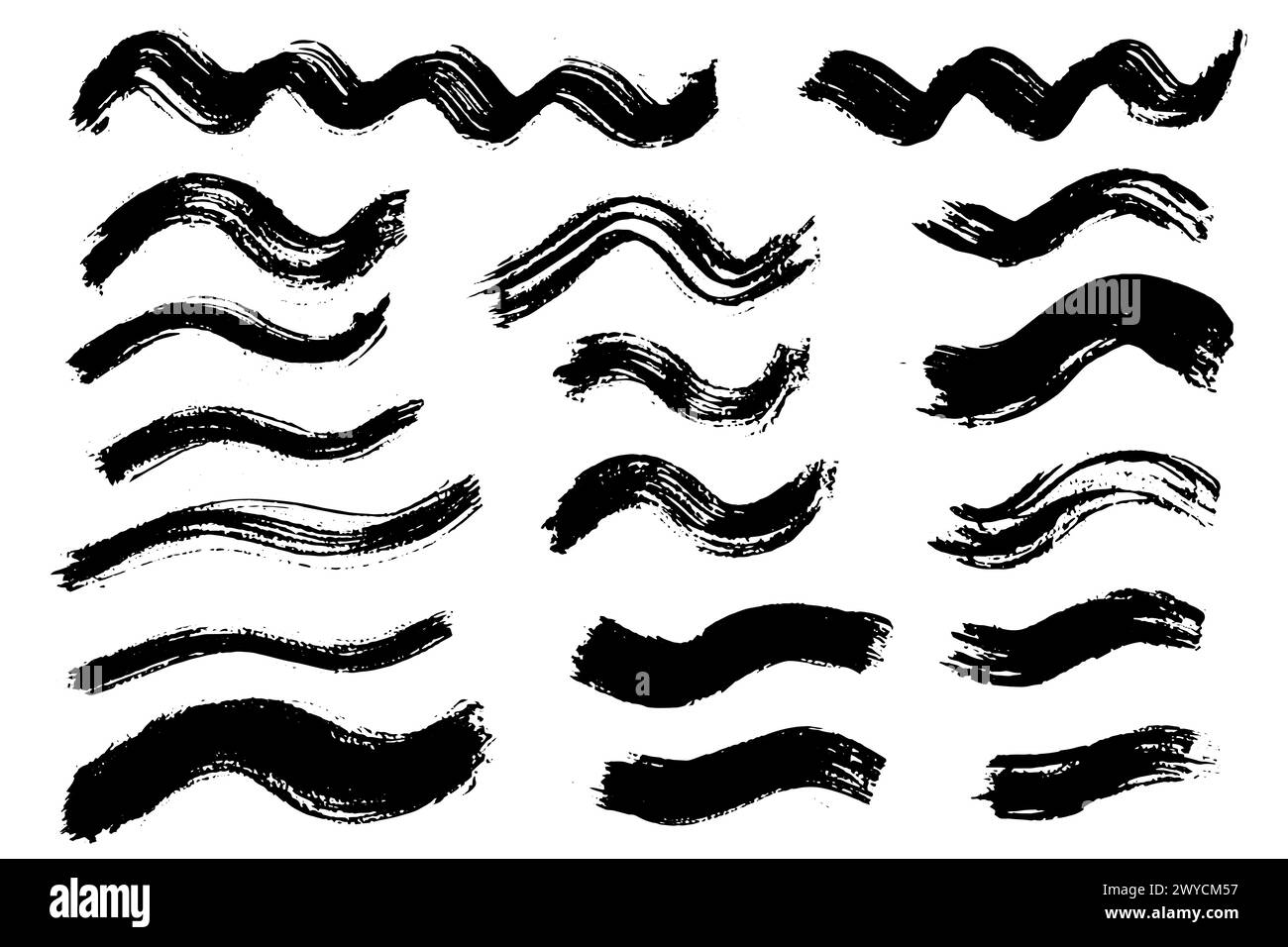 Brush strokes vector. Wavy and curved painted shapes Stock Vector Image ...