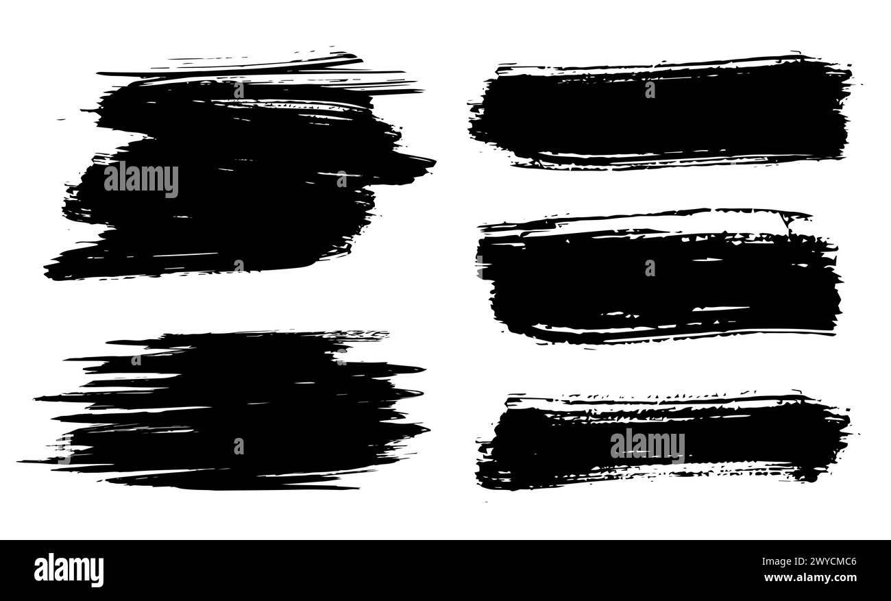 Brush strokes vector. Rectangular painted objects Stock Vector Image ...