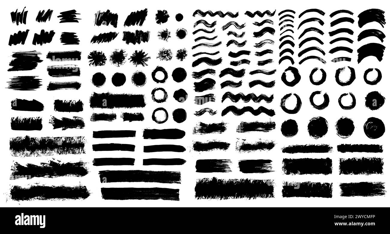 Brush strokes vector. Set of rectangle and round text boxes Stock ...