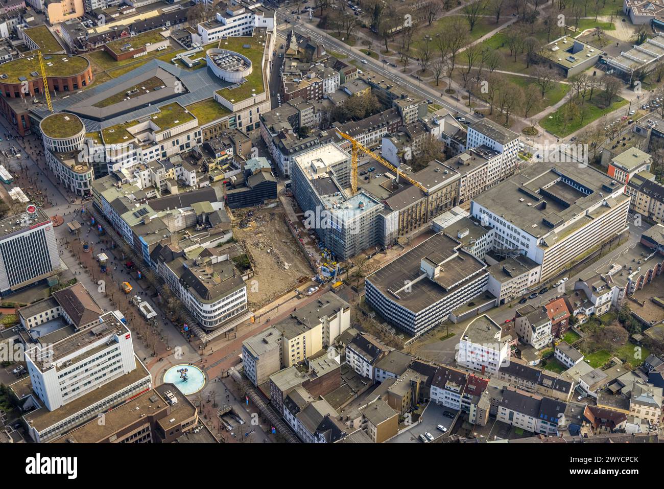 Aerial view, construction site and construction crane City Königstraße ... Aerial view, construction site and construction crane City Königstraße ...