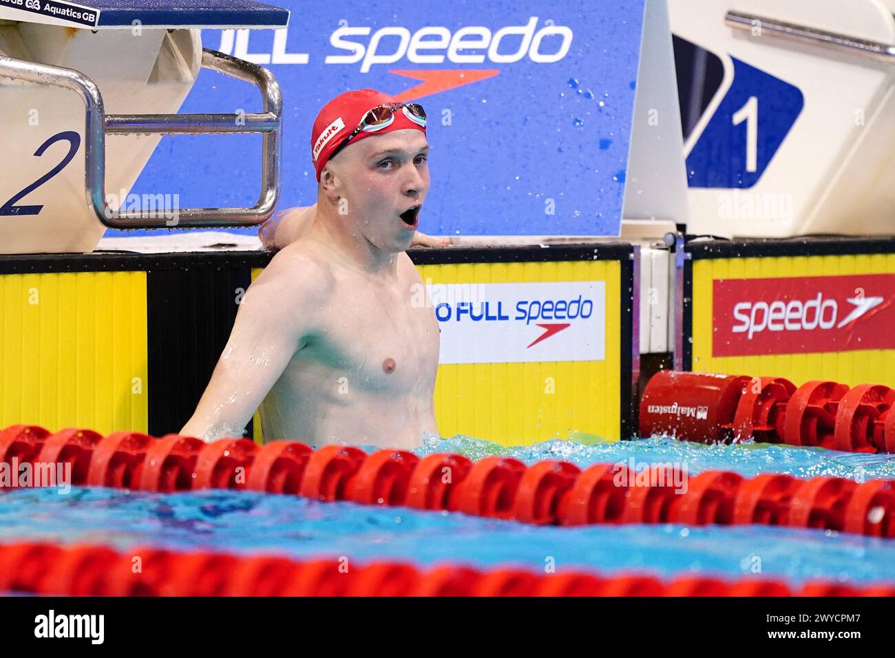 Joe Litchfield after swimming in the Men's 100m Butterfly final on day ...