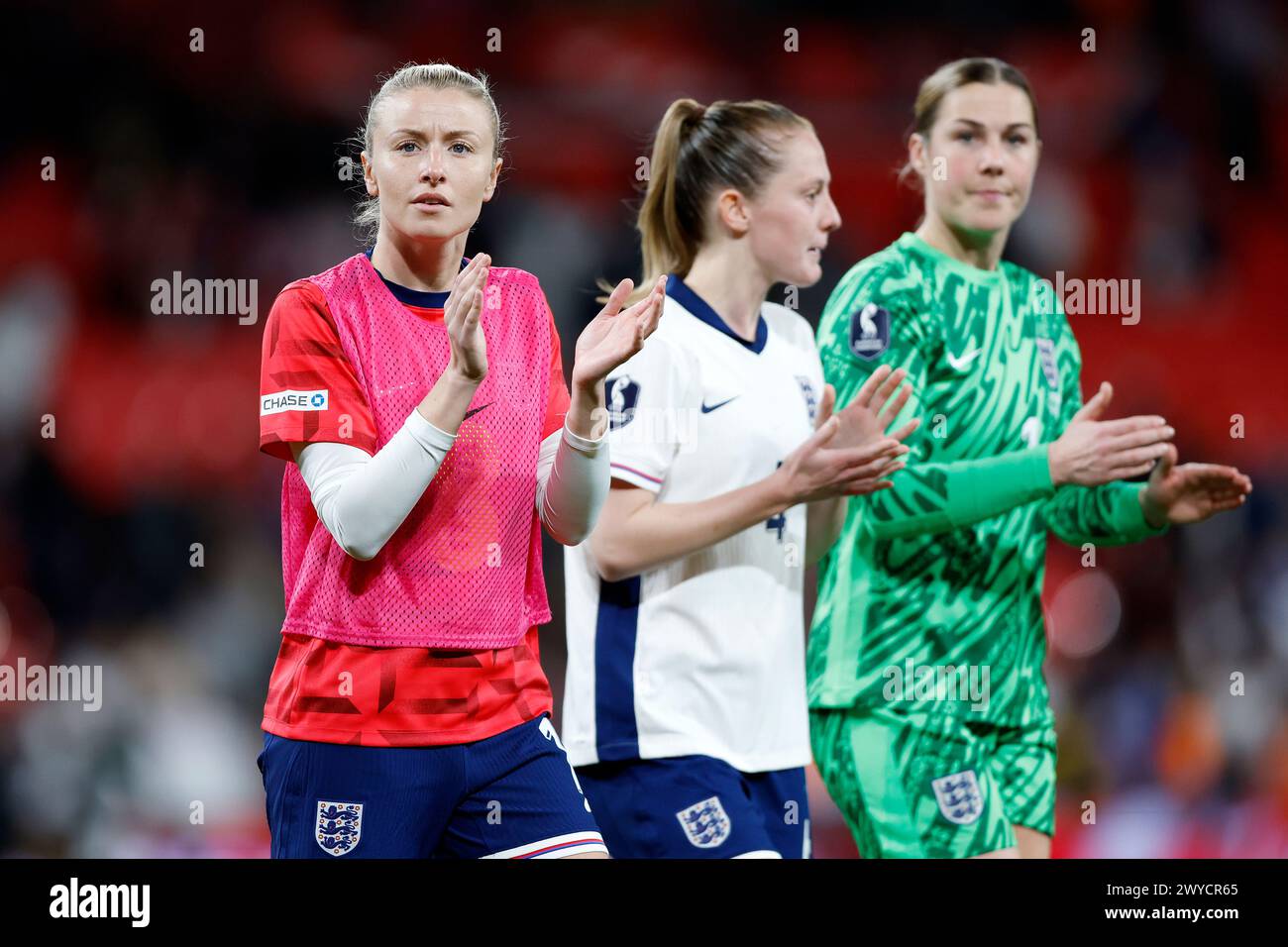 England’s Leah Williamson applauds the fans following the UEFA Women's ...