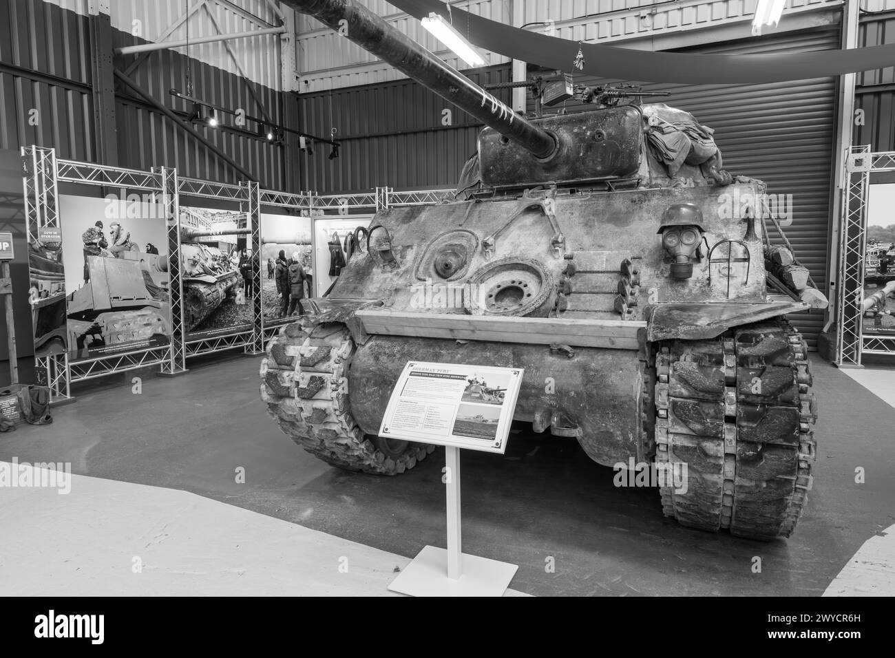 Bovington.Dorset.United Kingdom.August 8th 2023.The Sherman M4A2 tank ...