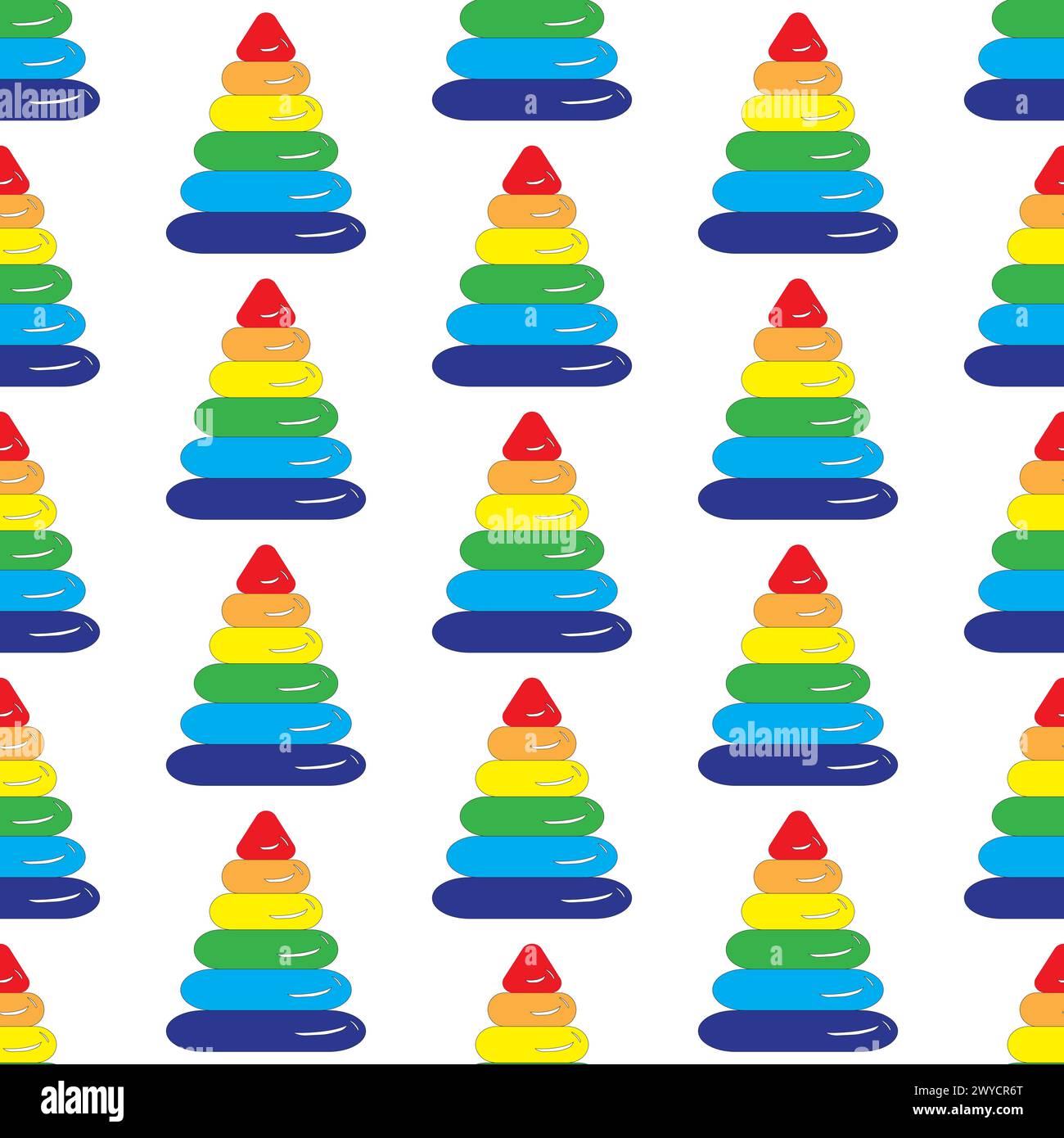 Childrens educational toy pyramid with multi colored rings. Seamless ...