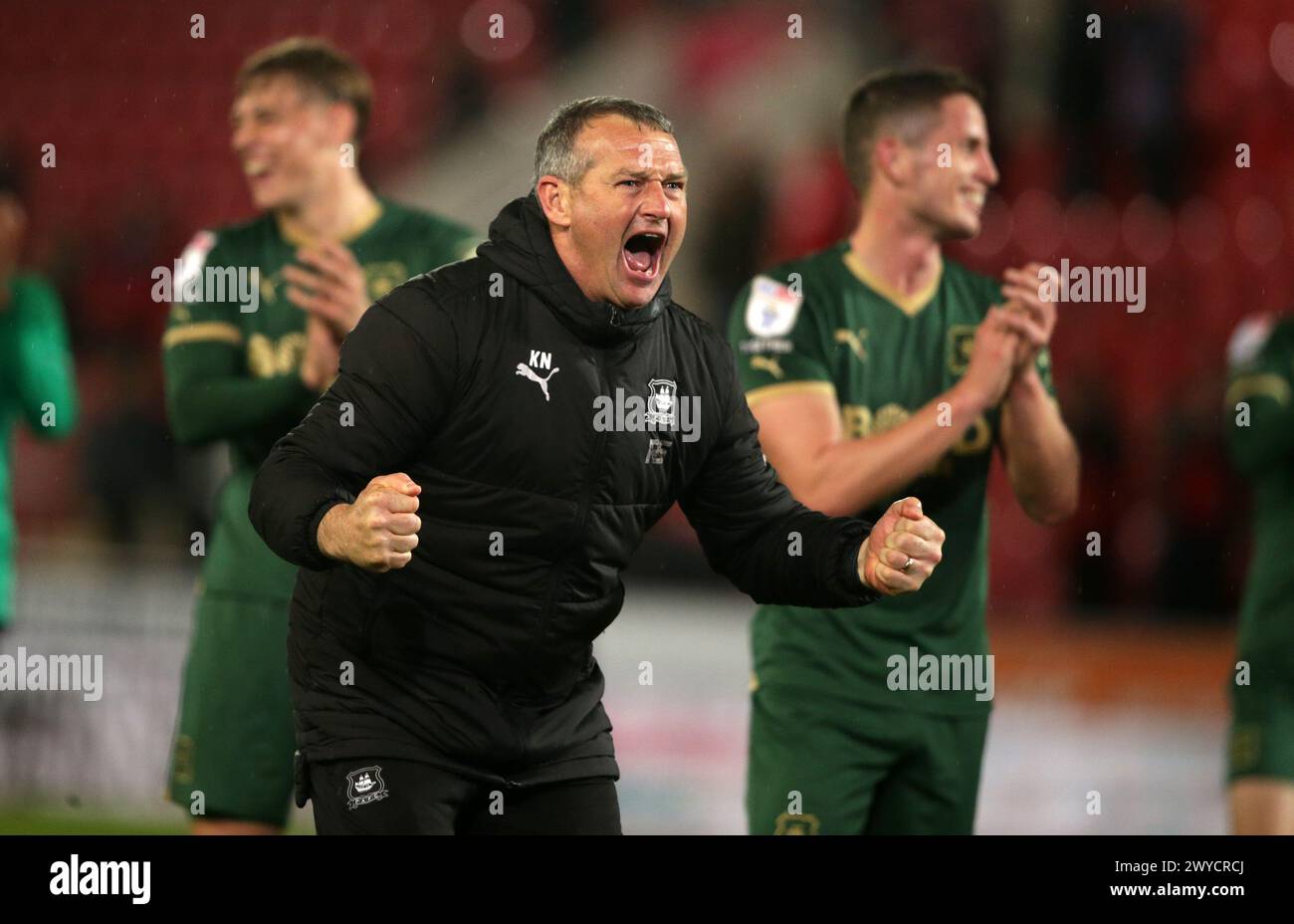 Plymouth Argyle first team coach Kevin Nancekivell celebrates victory ...