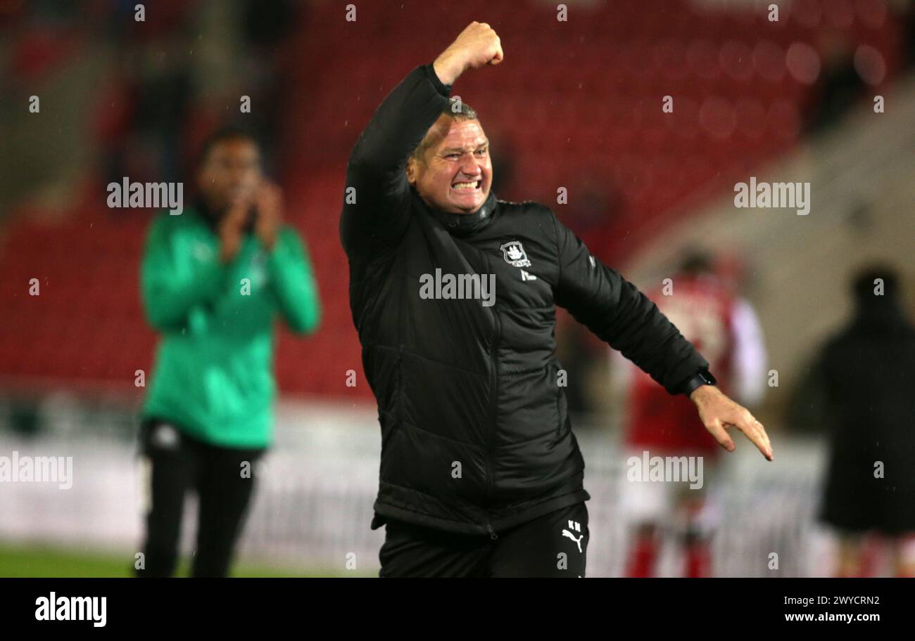 Plymouth Argyle first team coach Kevin Nancekivell celebrates victory ...