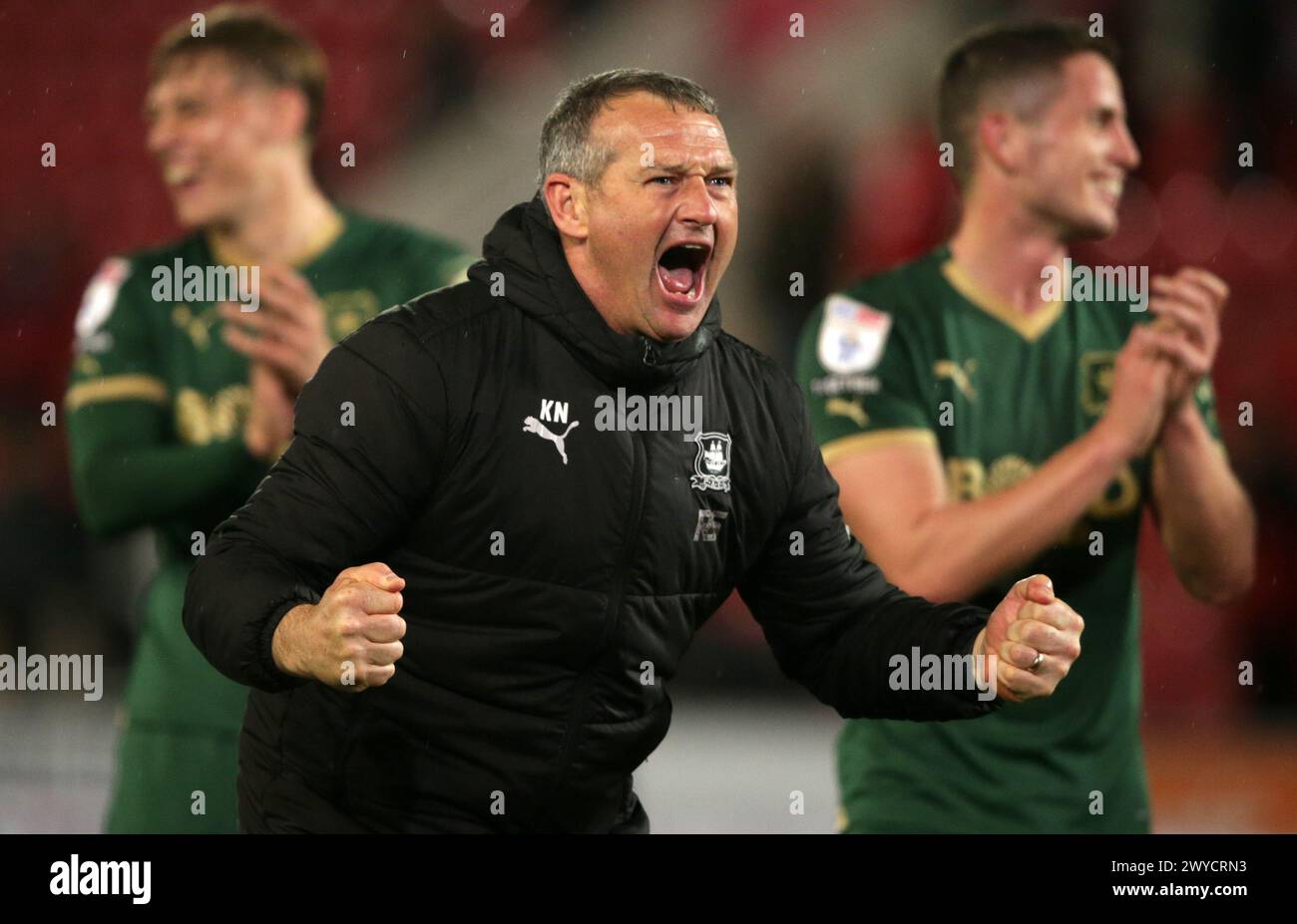 Plymouth Argyle first team coach Kevin Nancekivell celebrates victory ...