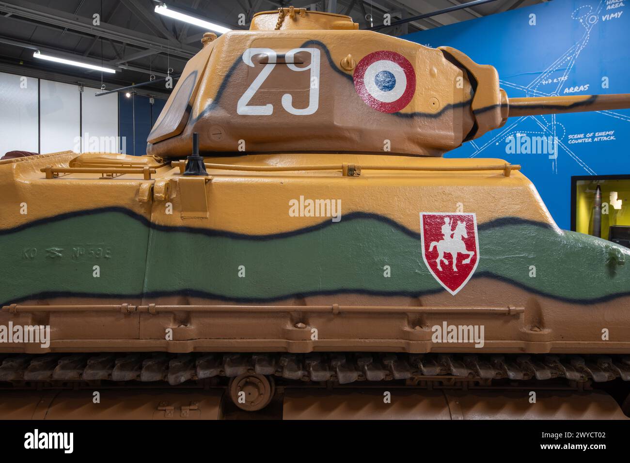 Bovington.Dorset.United Kingdom.February 25th 2024.A Somua S35 tank ...
