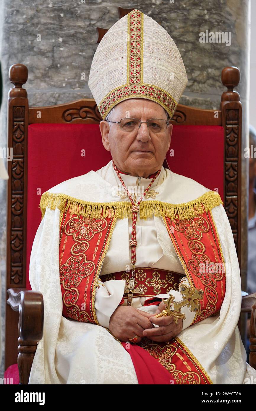 Mosul, Nineveh, Iraq. 5th Apr, 2024. Cardinal Louis Raphael Sako, the ...